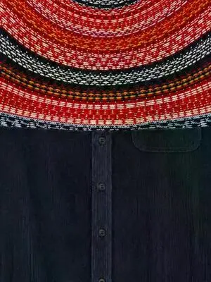 KA WA KEY Deconstructed Fair Isle-knitted Shirt - Blue