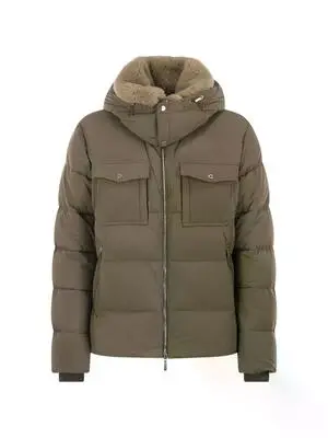 MOORER Shearling-collar Hooded Puffer Jacket - Brown