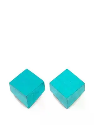 MONIES Venia Geometric Wood Earrings - Blue