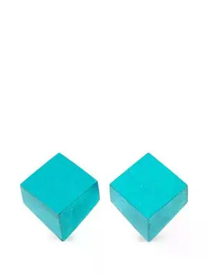 MONIES Venia Geometric Wood Earrings - Blue