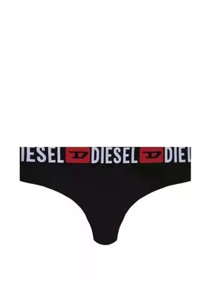 DIESEL® Logo-waistband Thong - Black