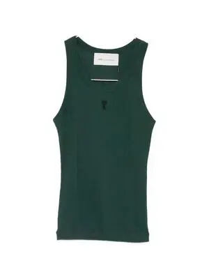 AMI Paris De Coeur Ribbed Tank Top - Green