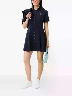 Lacoste Flared Badge-accent Petit-pique Dress