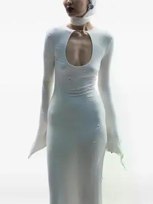 MANURI Crystal-embellished Maxi Dress - White