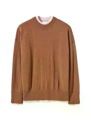 Plan C Contrast-trim Double-layered Sweater
