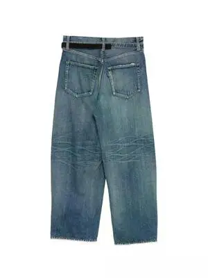 Sacai Distressed Zip-detail Denim - Blue