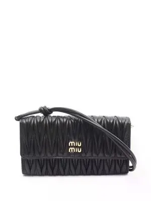 Miu Miu 2010-2026 Matellase Nappa Wallet On Chain Crossbody Bag - Black