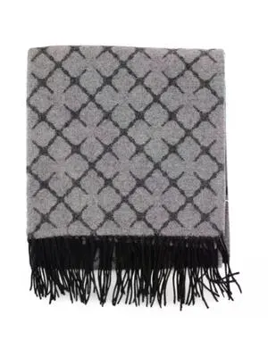 BY MALENE BIRGER Ortega Geometric Fringe-trim Scarf - Grey