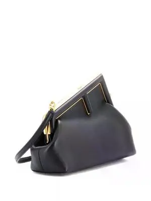 Fendi First Bag Leather Small Clutch Bag - Black