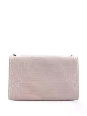 Saint Laurent Classic Monogram Tassel Crocodile Embossed Leather Medium Crossbody Bag - Grey