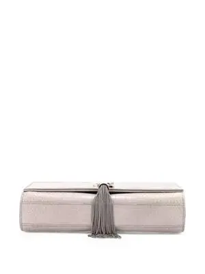 Saint Laurent Classic Monogram Tassel Crocodile Embossed Leather Medium Crossbody Bag - Grey