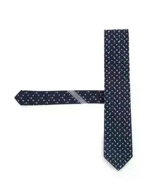 FERRAGAMO Tropical-pattern Silk Tie - Blue