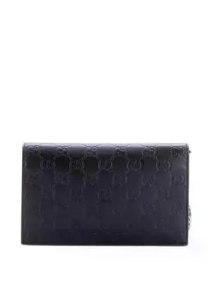 Gucci Icon Wallet On Chain Guccissima Leather Crossbody Bag - Black