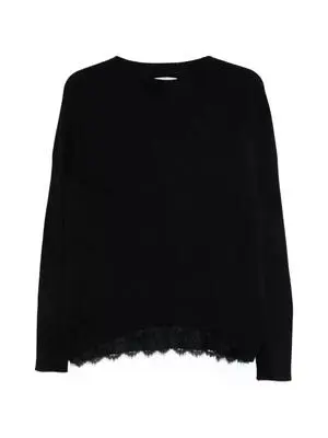 ERMANNO FIRENZE Lace-trimmed Ribbed-sleeve Sweater