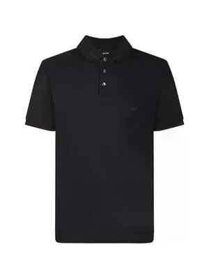 Emporio Armani Logo-embroidered Tipped Polo Shirt - Blue
