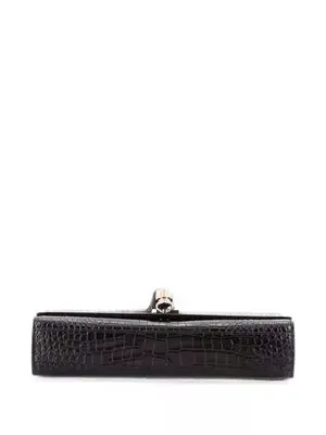 Saint Laurent Classic Monogram Tassel Crocodile Embossed Leather Medium Crossbody Bag - Black