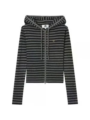 CHOCOOLATE Striped Zip-up Hoodie - Grey