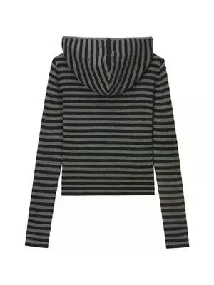 CHOCOOLATE Striped Zip-up Hoodie - Grey