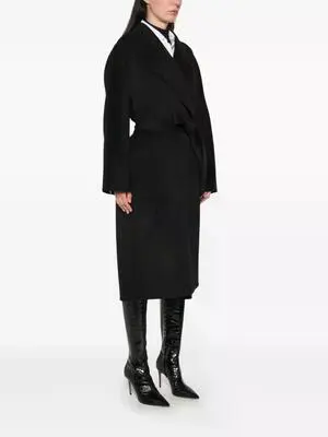Elisabetta Franchi Belted Logo-plaque Coat - Black
