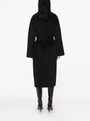 Elisabetta Franchi Belted Logo-plaque Coat - Black