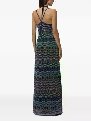 Missoni Long Chevron Knit Dress With Braided Straps