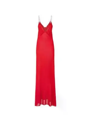 Fendi V-neck Silk Dress - Red