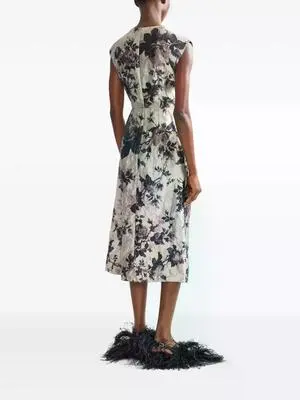 Erdem Floral-print Draped Midi Dress
