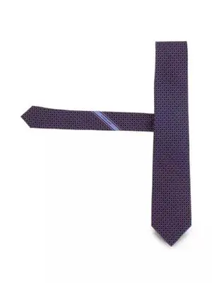 FERRAGAMO Gancini-print Silk Tie - Blue