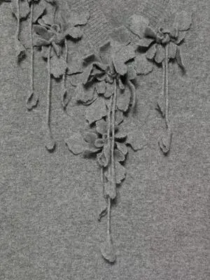 Alberta Ferretti Floral-appliqué V-neck Sweater