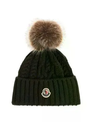 Moncler Logo-patch Ribbed-knit Beanie Hat