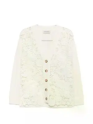 ERMANNO FIRENZE Lace-panelled Cardigan - Neutrals