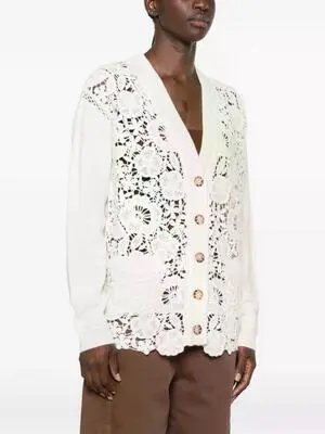 ERMANNO FIRENZE Lace-panelled Cardigan