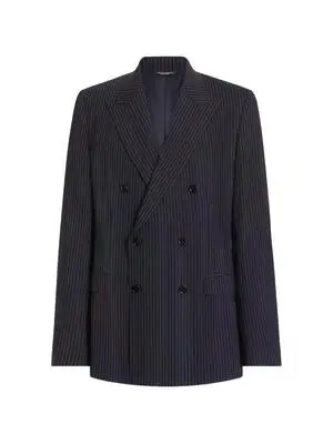 Dolce & Gabbana Martini Light Double-breasted Pinstriped Wool Jacket
