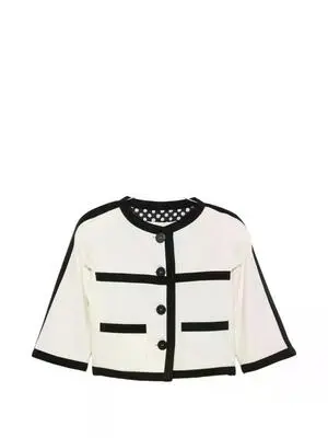 ALESSANDRO ENRIQUEZ Contrast-trim Cropped Jacket - Neutrals