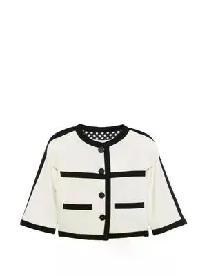 ALESSANDRO ENRIQUEZ Contrast-trim Cropped Jacket - Neutrals