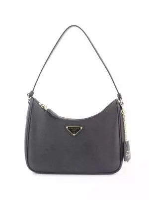 Prada Saffiano Leather Mini Hobo Bag - Black