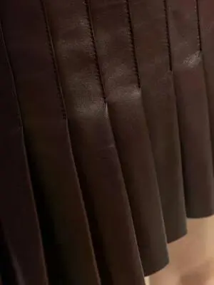 Alexander McQueen Leather Pleated Mini Skirt In Burgundy
