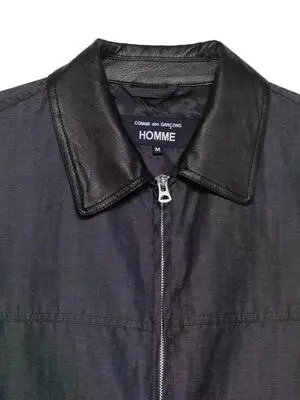 Comme Des Garçons Leather-collar Herringbone Jacket