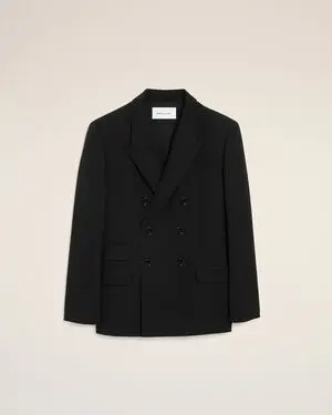 AMI Paris Double Breasted Straight-fit Wool Blazer - Black