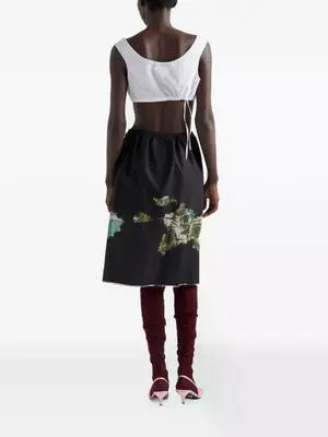 Prada Devoré Poplin Midi-skirt