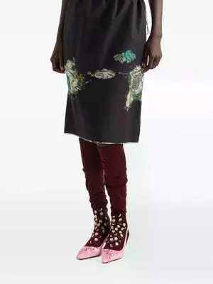 Prada Devoré Poplin Midi-skirt
