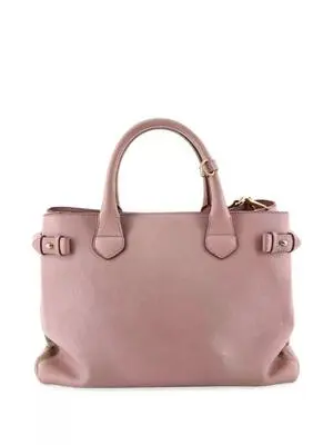Burberry Banner Tote Leather And House Check Canvas Medium Satchel - Brown