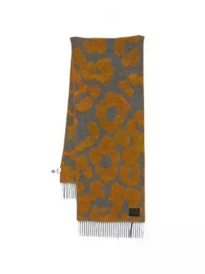 Paul Smith Leopard-pattern Fringed Scarf - Grey