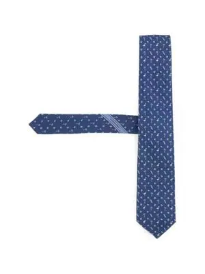 FERRAGAMO Patterned Silk Tie - Blue