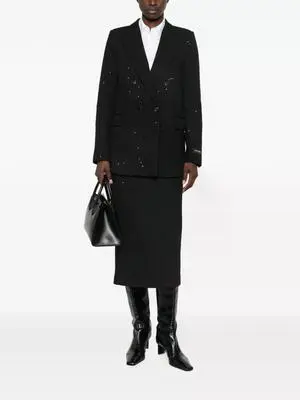 ERMANNO FIRENZE Crystal-embellished Pinstripe Skirt