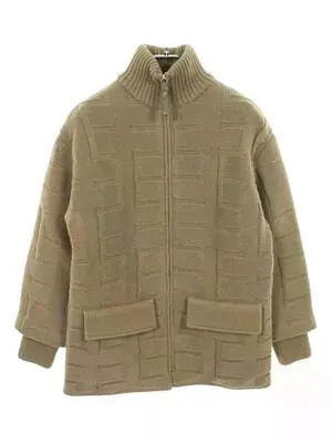 Hermès 2010s H-pattern Zip-up Wool Jacket - Green