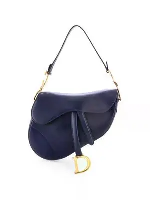 Dior Saddle Handbag Leather Medium Shoulder Bag - Blue