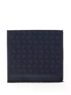 FERRAGAMO Shark Print Jacquard Scarf - Blue