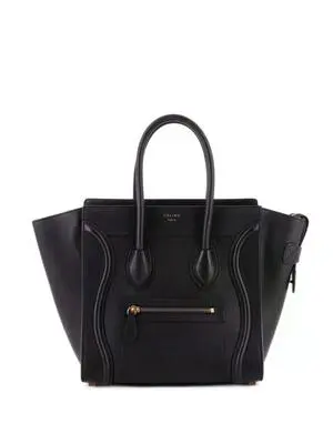 Celine Luggage Bag Smooth Leather Micro Tote Bag - Black