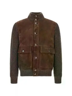 Brunello Cucinelli Suede-panel Ribbed-knit Jacket